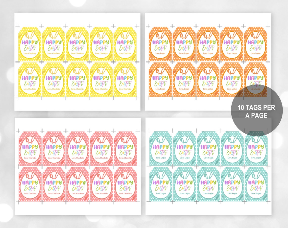 Easter Tags Gift Favor Tags Bunny Card Pastel Basket Label - Etsy