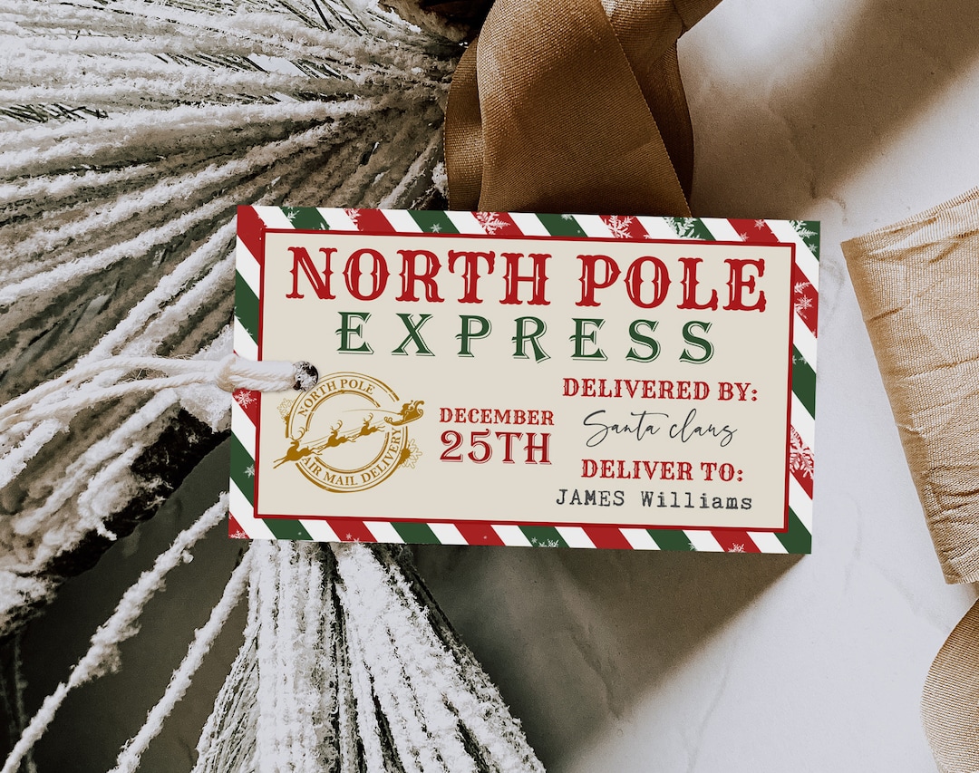 Christmas Gift Tag North Pole Express Tag Stickers Santa Gift Labels ...