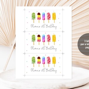 Popsicle Birthday Gable Box Label Pool Party Thank You Label Ice Cream ...