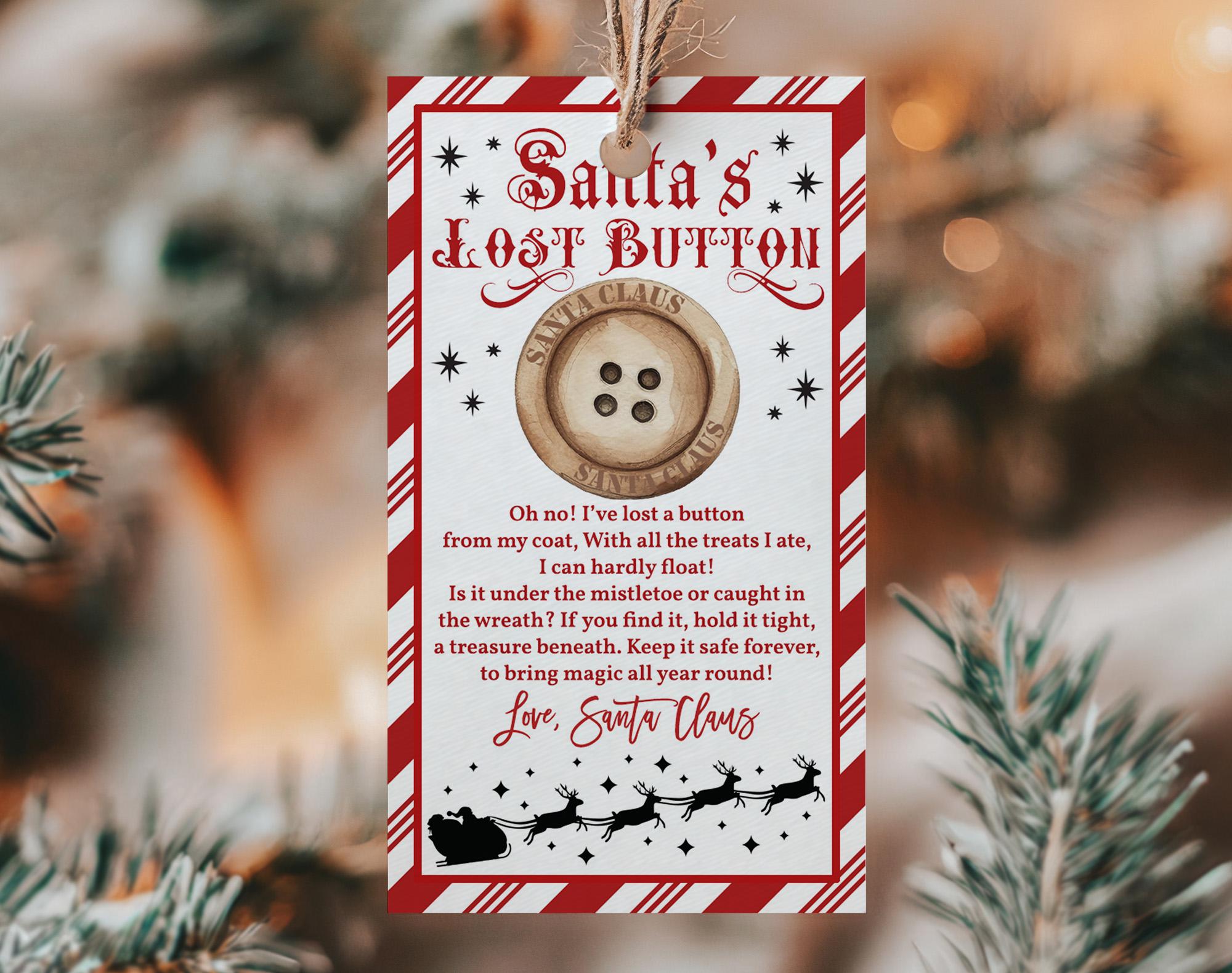 Santa's Lost Button Tag - Editable Christmas Eve Box Printable Sbt2 - Etsy