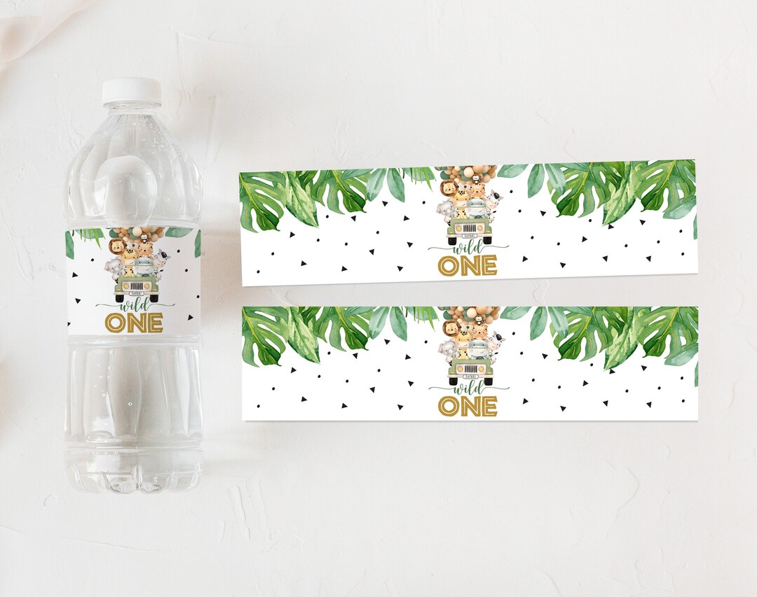 Wild One Birthday Water Bottle Labels Safari Animals (Download Now) - Etsy