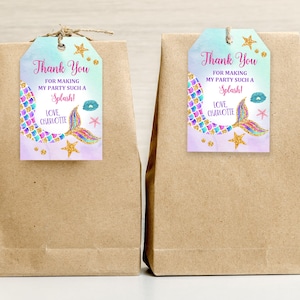 Mermaid Birthday Favor Tag Mermaid Gift Tag EDITABLE, Download Bir9 - Etsy