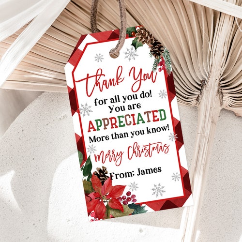Christmas Thank You Gift Tag Printable for Teacher School - Etsy