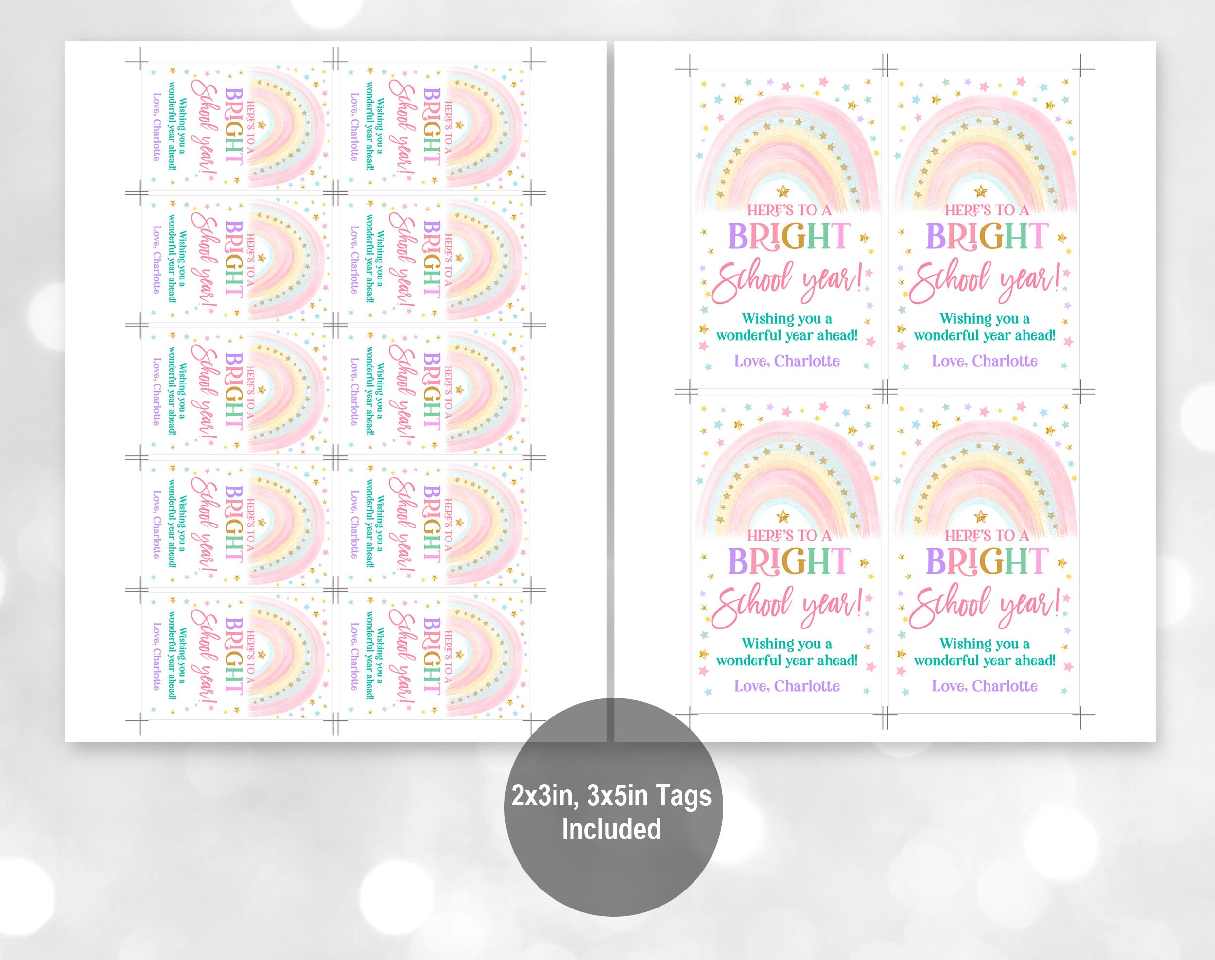 Rainbow Back to School Tag Bright School Year Tag First Day of - Etsy