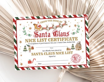 Editable Nice List Certificate Christmas Eve Box Printable - Etsy UK