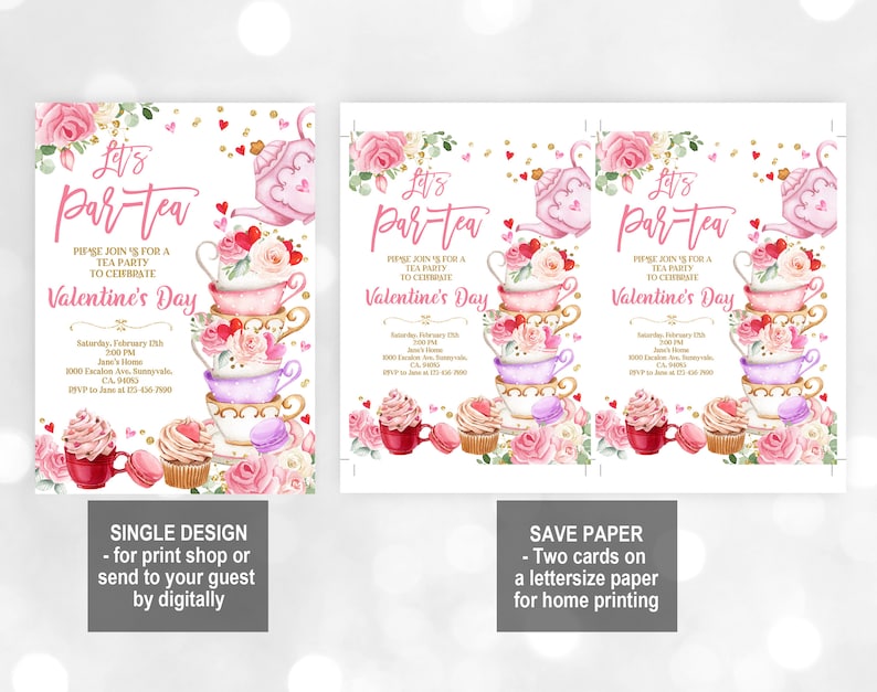 Valentine's Day Tea Party Invitation Valentines Day Party - Etsy