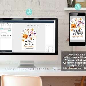 No Tricks Just Treats Halloween Gift Tag Halloween Treat Tag Cute Kids ...