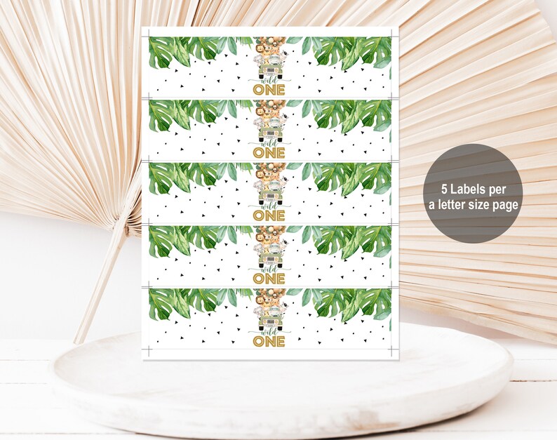 Wild One Birthday Water Bottle Labels Safari Animals Zoo - Etsy