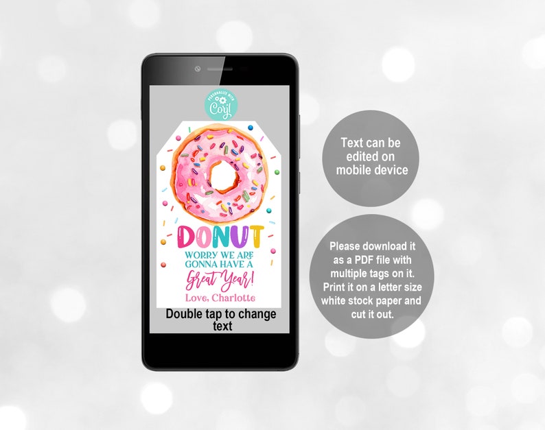 Back to School Gift Tags: Donut Worry Design (editable Printable Bst22 ...