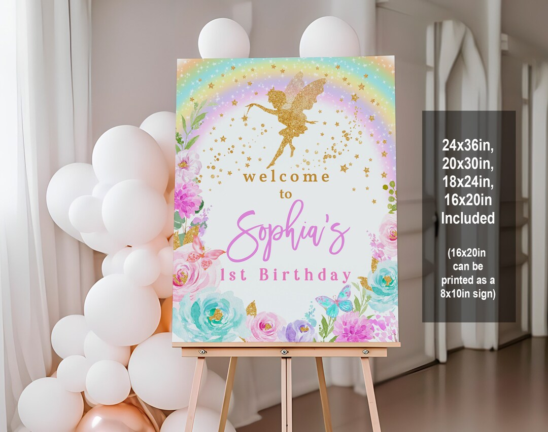 Fairy Birthday Party Welcome Sign Fairy Princess Welcome Poster ...