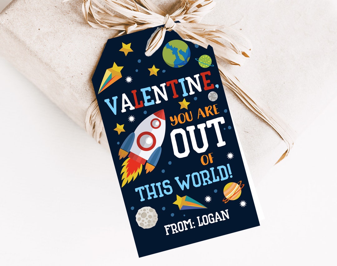 Valentine Gift Tags: Outer Space Theme - Editable Printable Kids Labels ...