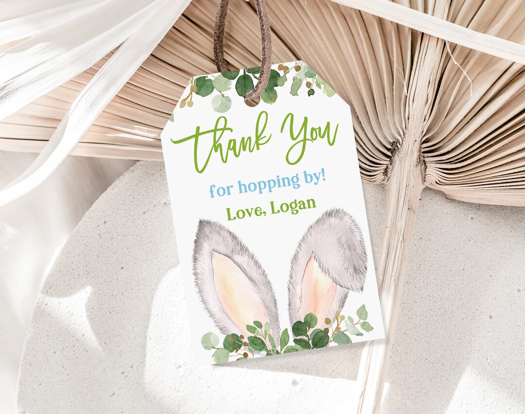 Bunny Birthday Gift Tags Easter Basket Label Party Favor Thank You for ...