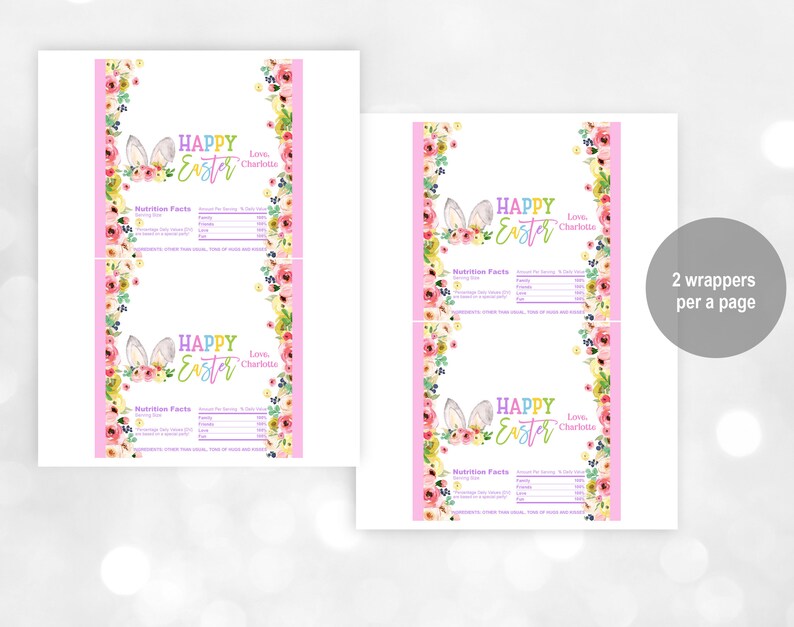 Bunny Candy Bar Wrapper Happy Easter Rabbit Chocolate Label - Etsy