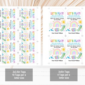 Editable End of School Tags Kids Play Date Calling Tag Summer Play Date ...