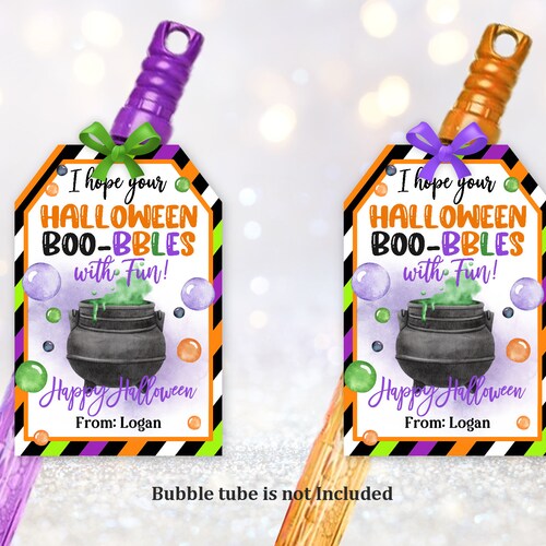 Halloween Bubble Tags Boo-bble Tags Halloween Bubble Favor Tag - Etsy