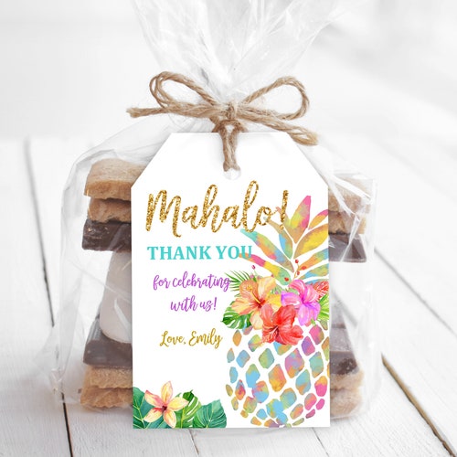 Luau Favor Tags EDITABLE Hawaiian Thank You Tags Beach - Etsy