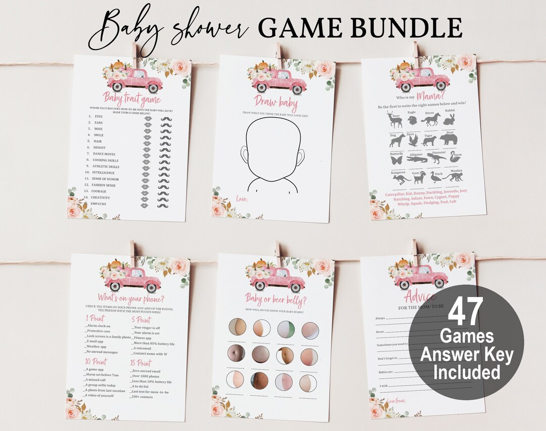 Pumpkin Truck Baby Shower Game Bundle Pumpkin Fall Autumn Game Pack ...