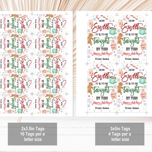 Christmas Teacher Gift Tags How Sweet It is to Be Taught by You Holiday ...