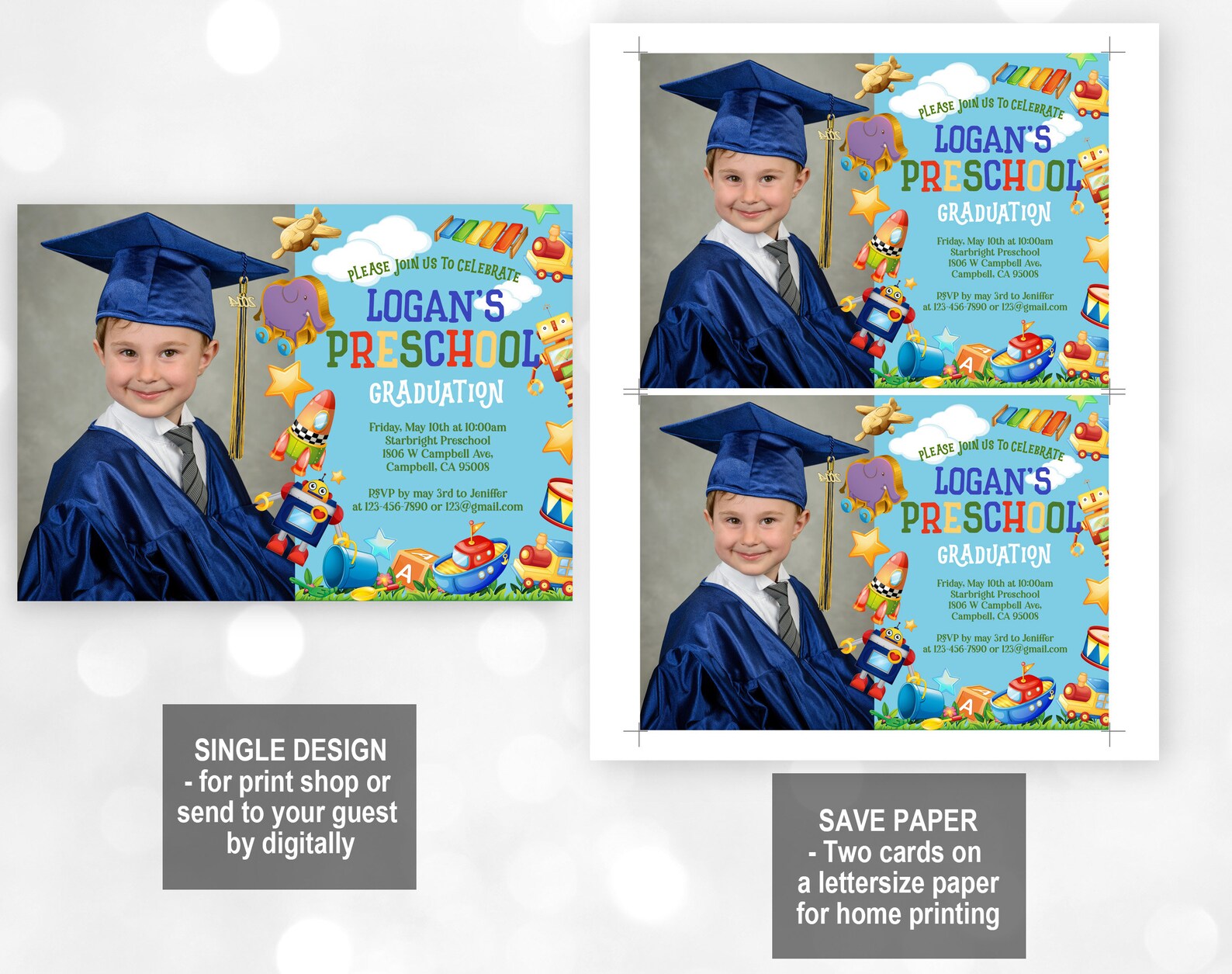 Preschool Graduation Invitation Cute Kids Graduation Party - Etsy