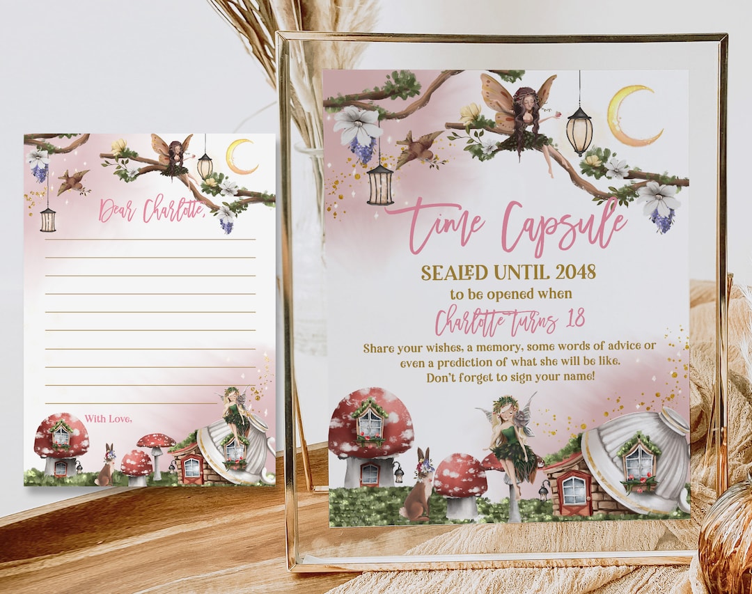 Fairy Time Capsule Time Capsule Sign and Letter Baby 1st Birthday ...