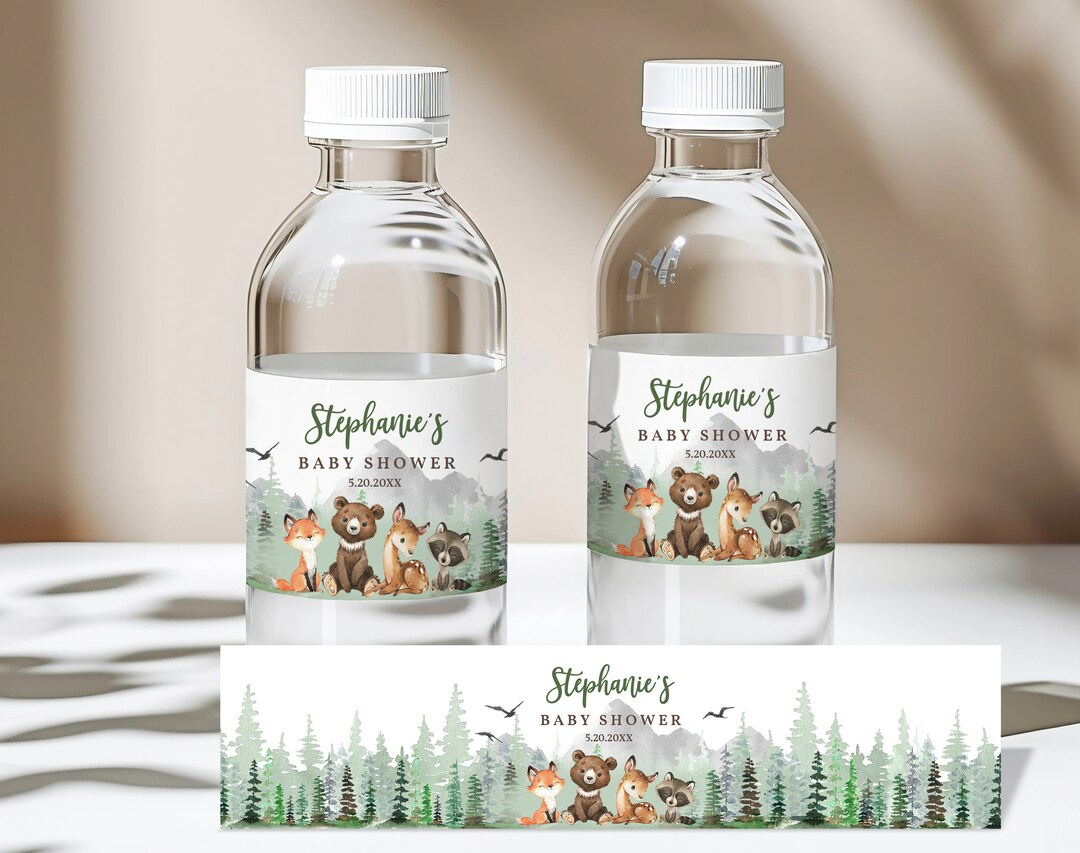 Let the Adventure Begin Water Bottle Labels: Woodland Baby Shower ...
