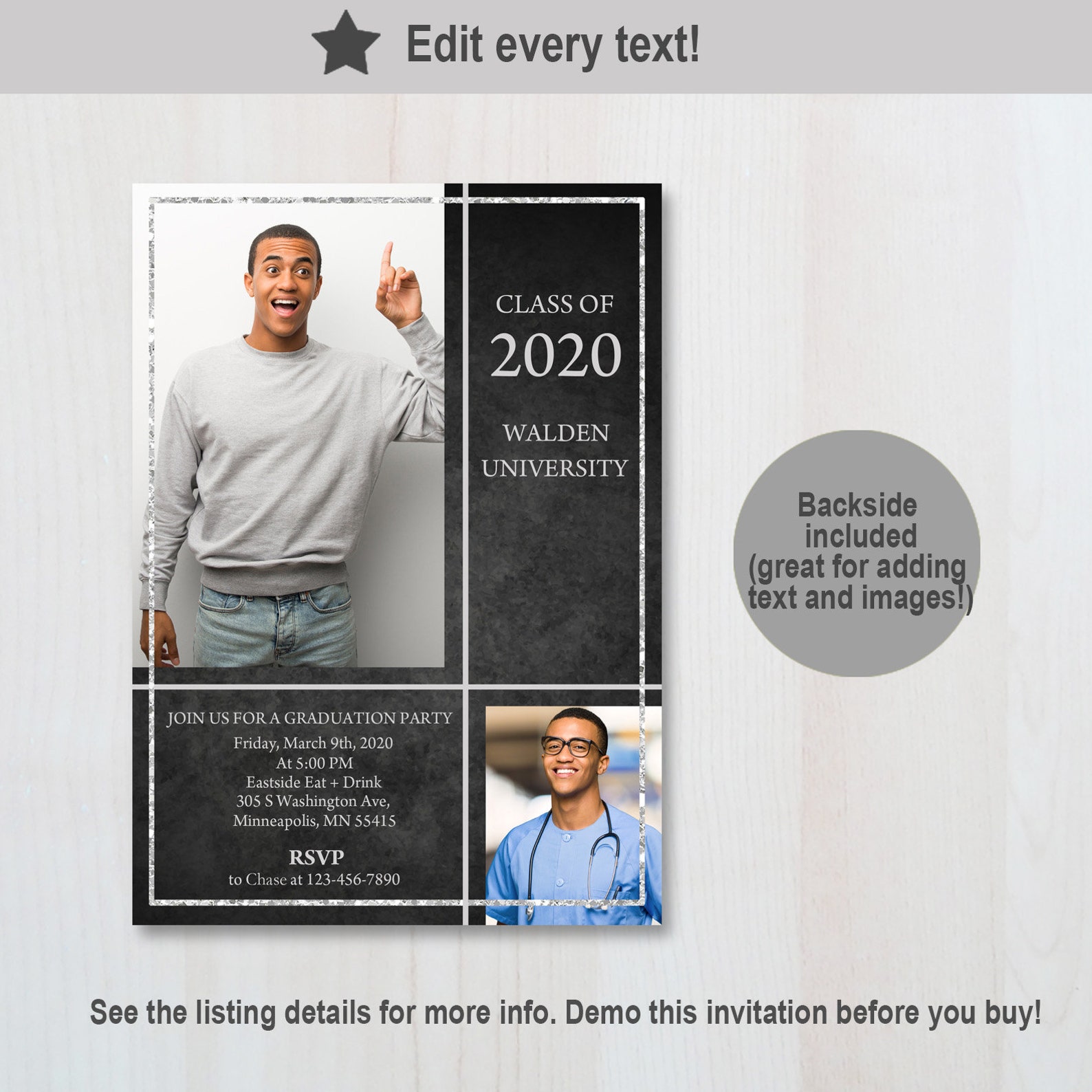 Guys Graduation Invitation Template / Senior Photography Party - Etsy