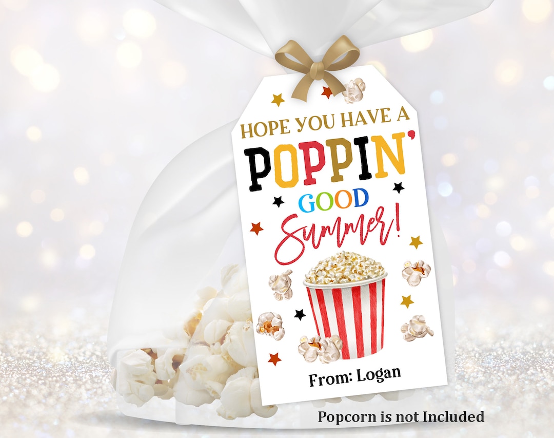 Popcorn Summer Tag End of School Year Gift Tags Teacher Gift - Etsy