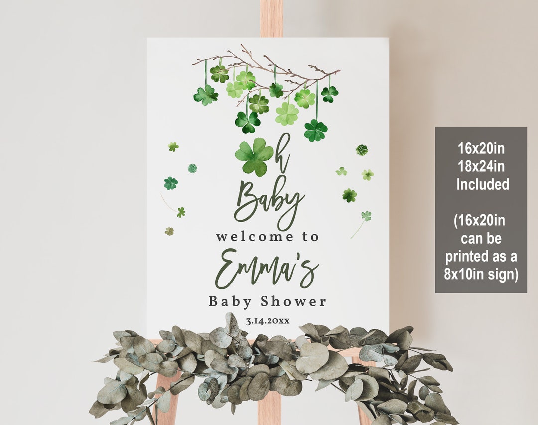 St Patrick's Day Baby Shower Welcome Sign Poster 18x24 16x20 Birthday ...