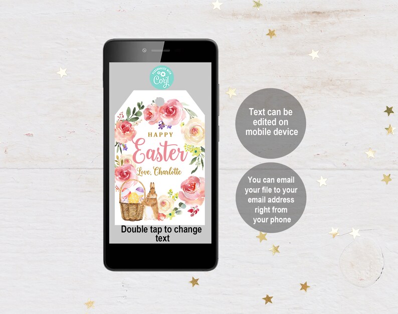 Editable Floral Bunny Easter Tag - Printable Favor Label - Etsy