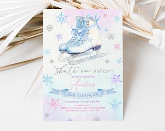 Ice Skating Birthday Invitation 5x7 | Skate Birthday Party | Skating ...