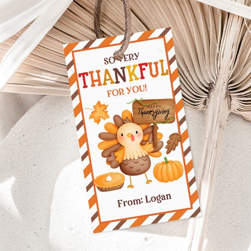 Editable Happy Thanksgiving Gift Tags Thankful for You Gift - Etsy