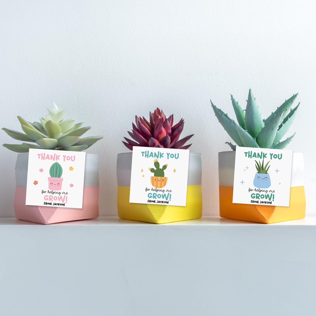 Printable Teacher Gift Tags: Succulent Design - Thank You Notes Tat65 ...