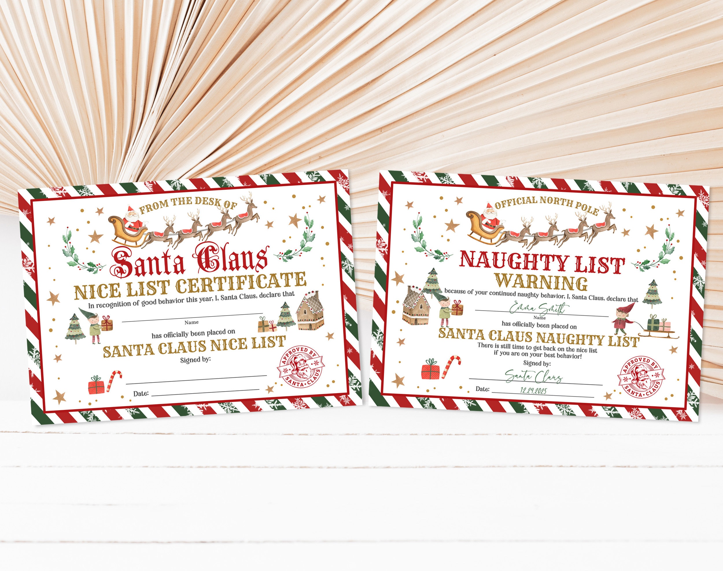 Christmas Nice List Certificate Naughty List Certificate - Etsy