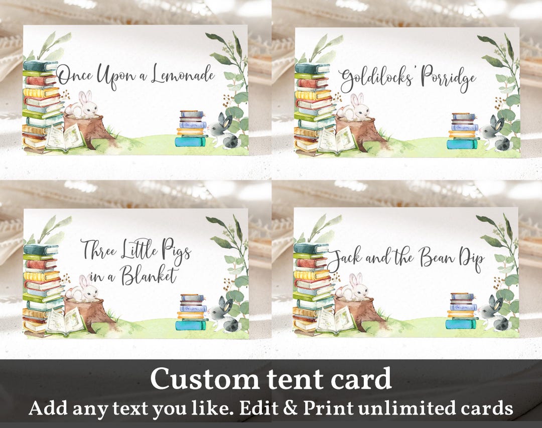 Storybook Baby Shower Food Label Template Printable Chapter Book Place ...