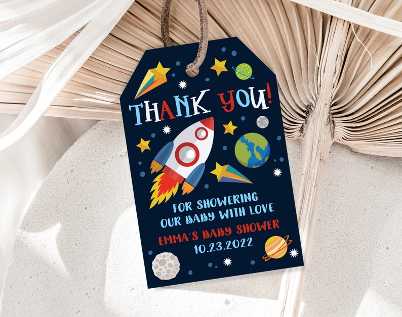 Baby Shower Favor Tags: Space Galaxy Theme (editable Download Bab45) - Etsy