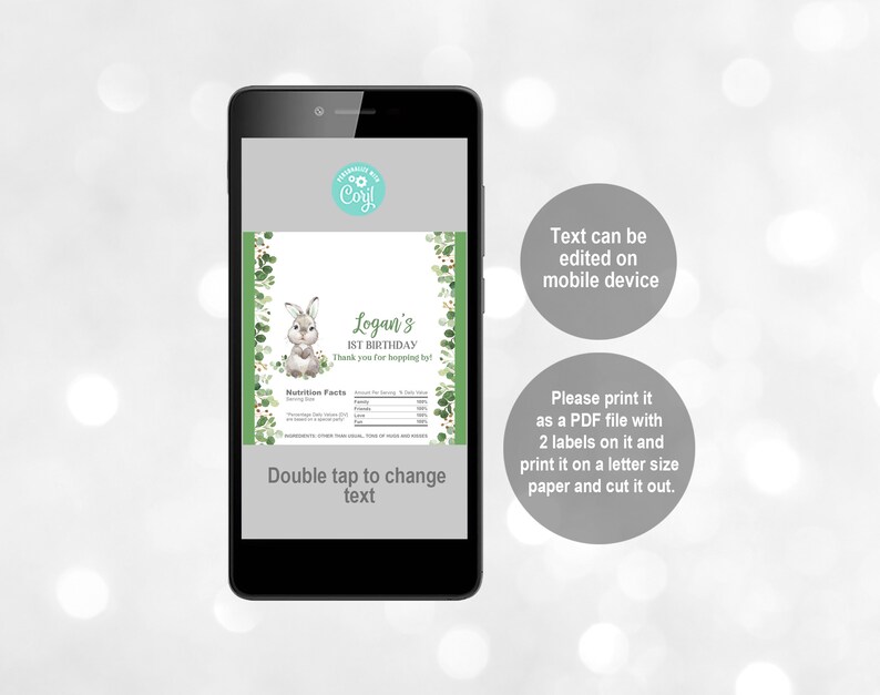 Bunny Birthday Candy Bar Wrapper Rabbit Chocolate Bar Label - Etsy