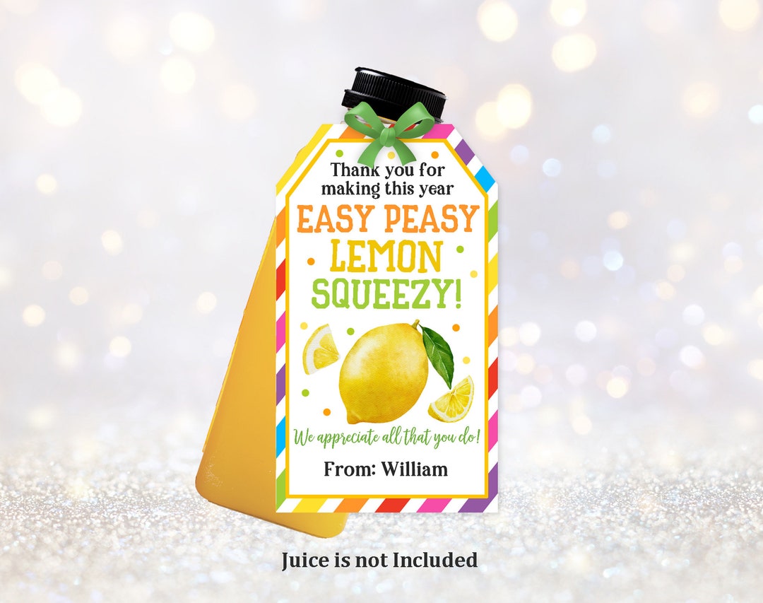 Lemon Appreciation Tag End of School Year Summer Lemon Gift - Etsy