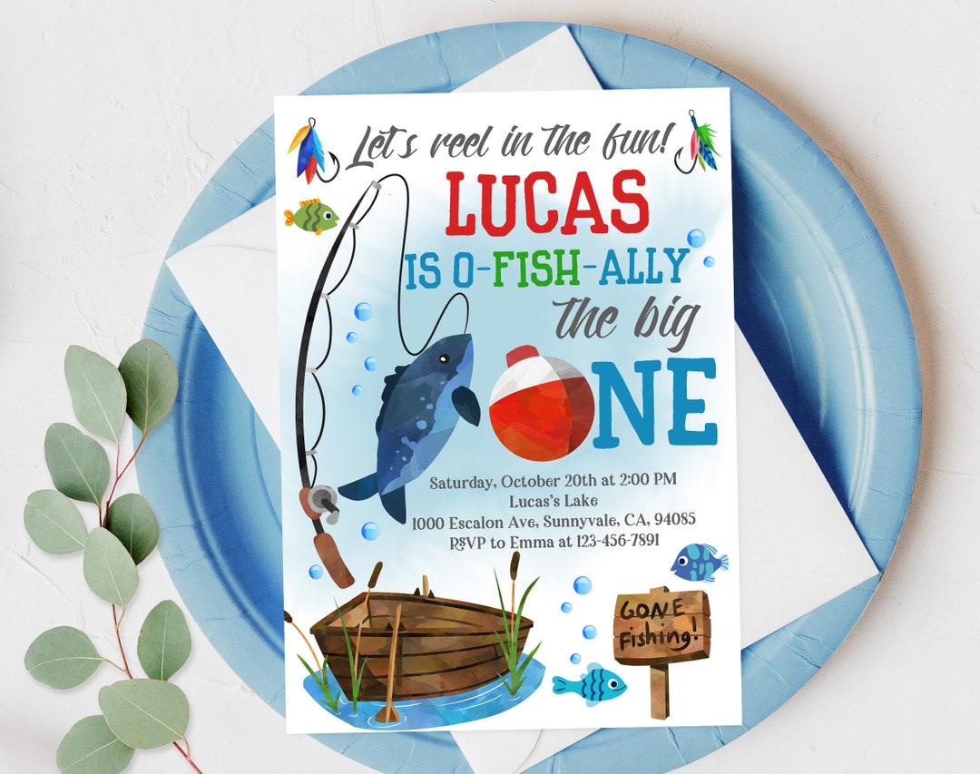 Fishing Birthday Invitation Gone Fishing Party Invite 1st Boy First ...