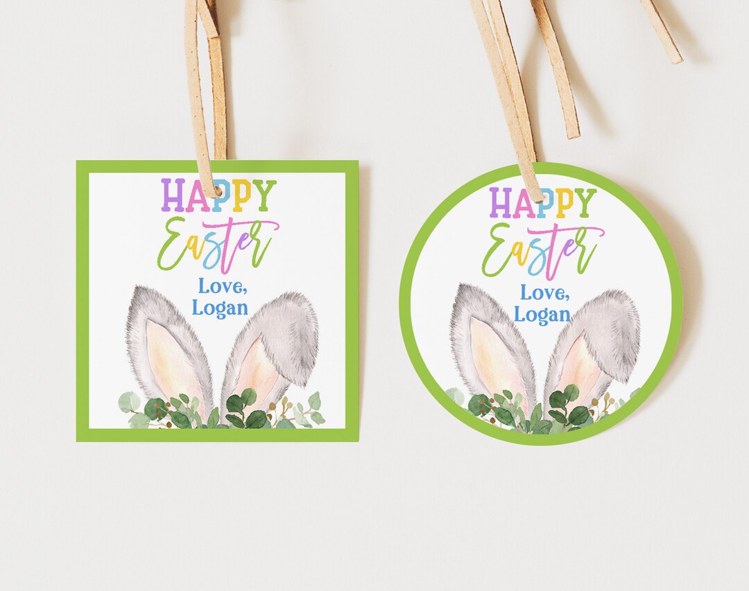 Easter Gift Sticker Bunny Basket Label Party Favor Tag Kids Classroom ...