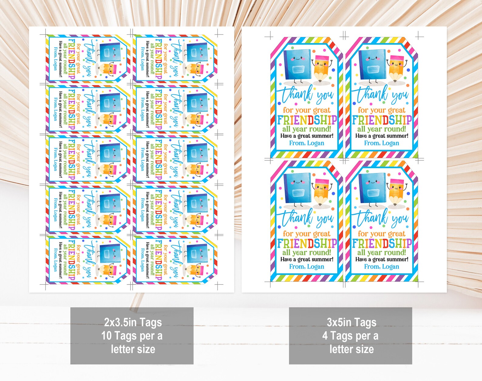 Friendship End of School Classroom Gift Tag End of Year Gift Tags Kids ...