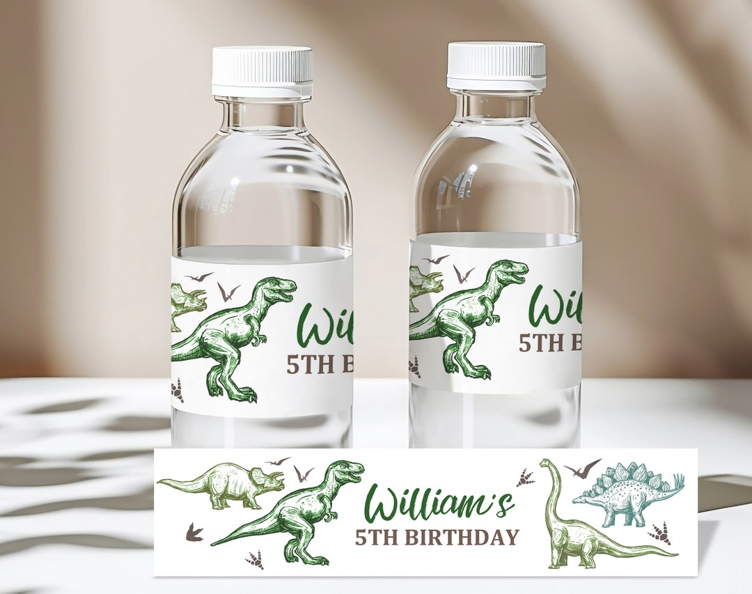 Dinosaur Water Bottle Wrappers Birthday Party Dino Water Bottle Label ...