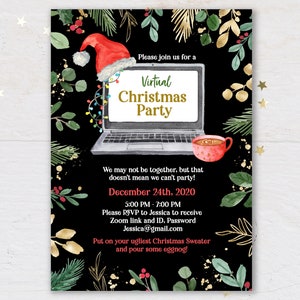Christmas Virtual Party Invitation Zoom Party Invite Download - Etsy