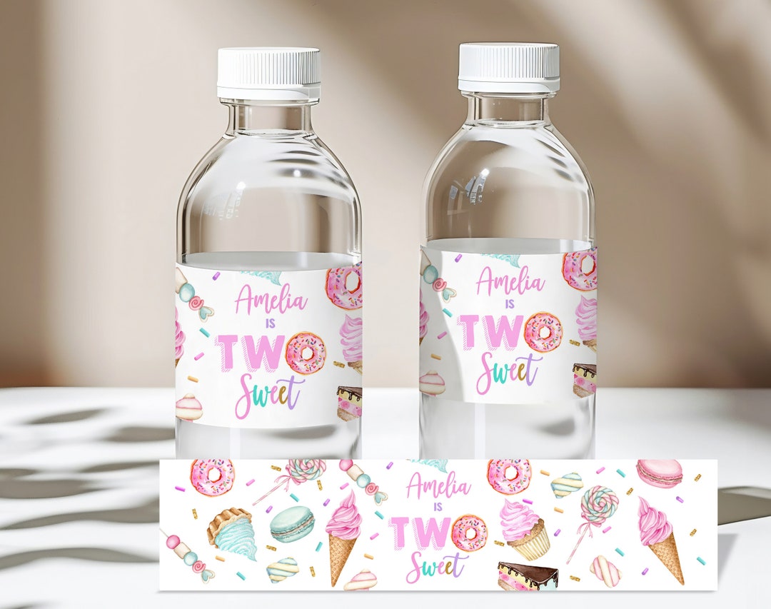 Birthday Water Bottle Labels: Pastel Candy Theme (editable Printable ...