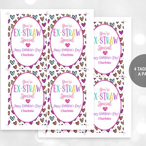 Straw Valentine Tags You're Ex-straw Special Valentine's Day Gift Label ...