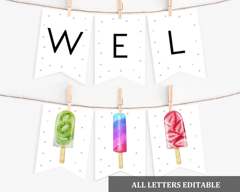 Popsicle Baby Shower Banner Ice Cream Flags Popsicle Summer - Etsy