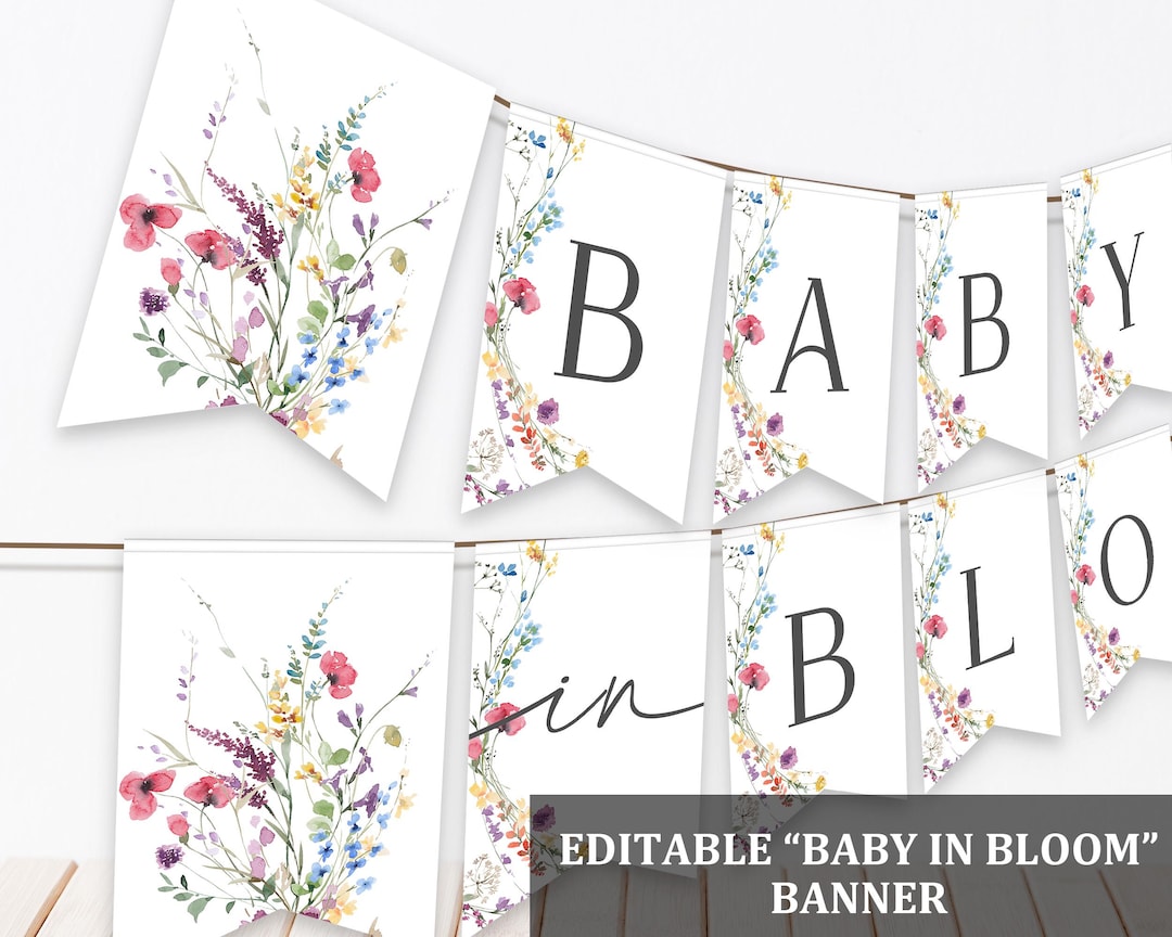 Baby Shower Banner: Wildflower Boho Floral (editable Printable Bab301 ...