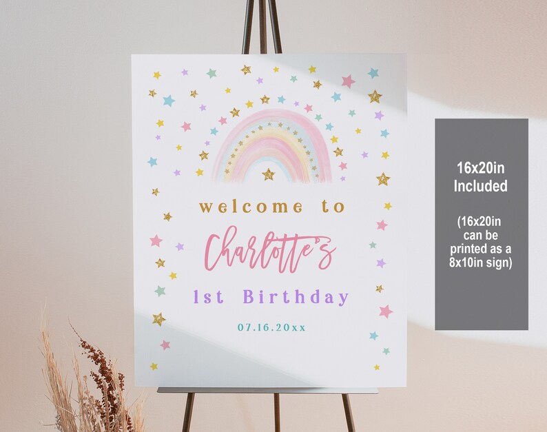 Pastel Rainbow Welcome Sign Rainbow Birthday Welcome Poster - Etsy