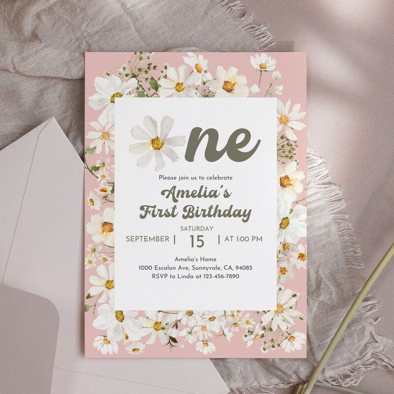 Daisy Birthday Invitation - Etsy