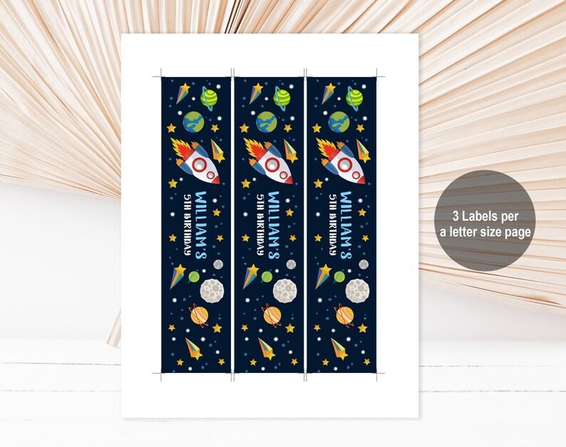 Water Bottle Label: Outer Space Birthday Theme (rocket, Astronaut ...
