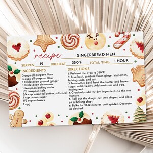 Cookie Recipe Card: Editable Holiday Design - Printable Template Chi45 ...